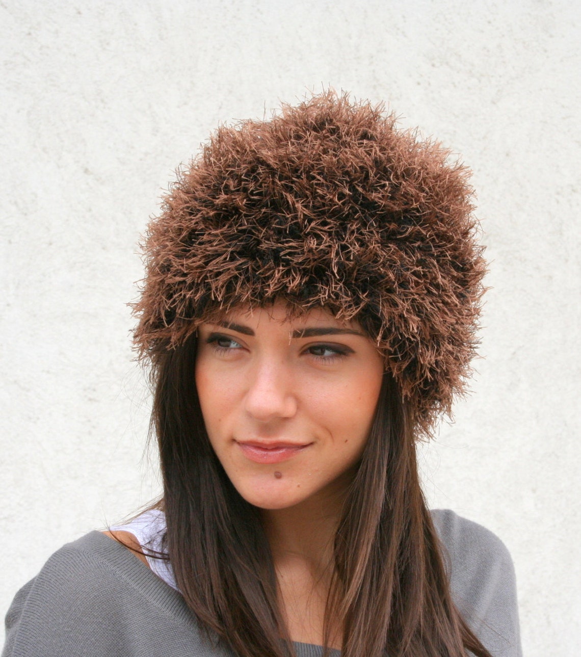 Knit Fur Hat Knitted Winter Hat Faux Fur Hat - Etsy