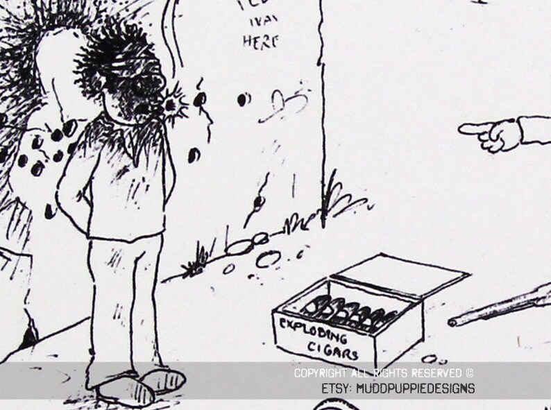 FUNNY HUMOUR Prints Artwork Exploding Cigar Illustration | Etsy