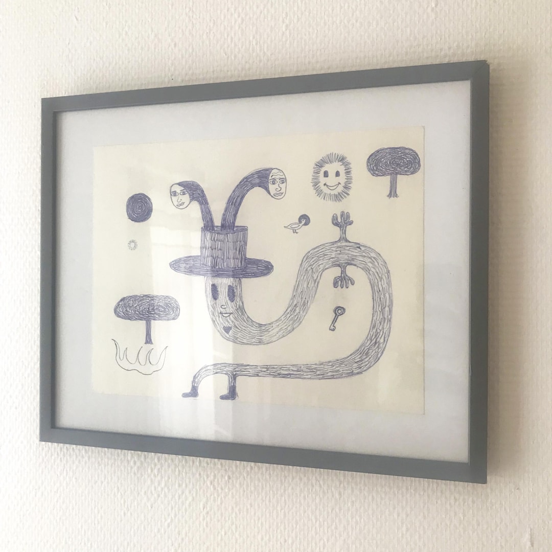 Original Ballpoint Pen Drawing on Sketch Paper, Illustration Raw Art ...