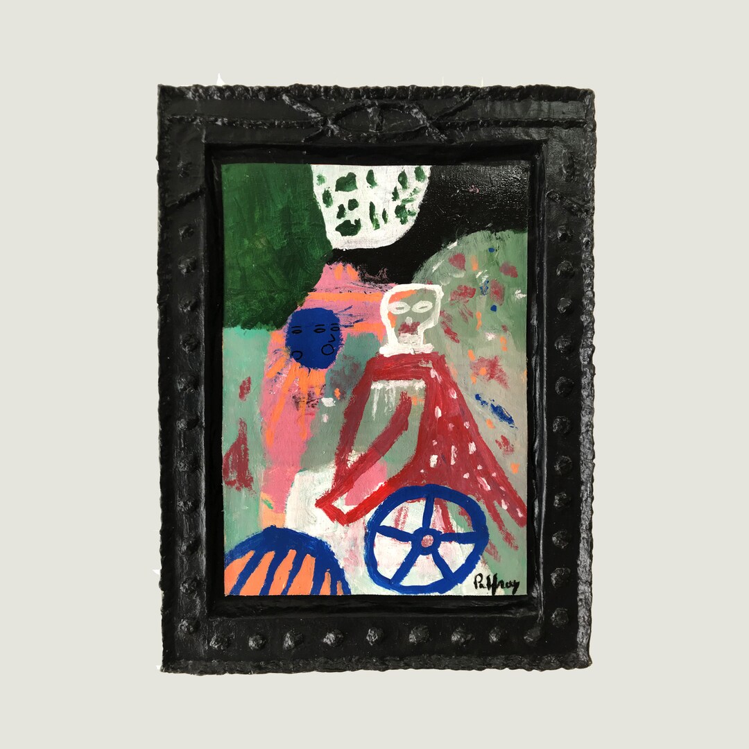 Painting Original Work Unique Copy on Canvas, Art Brut, Psychedelic ...