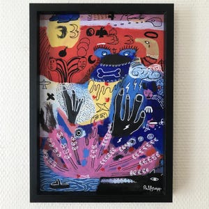 Unique Painting A4 Paper – Original Colorful Folk Art - Raw Art ...