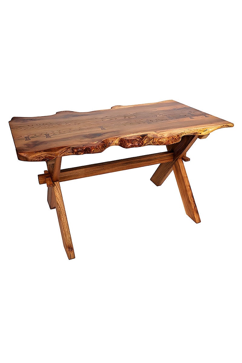 Live Edge 'tusk' Tenon X Trestle Table - Etsy UK