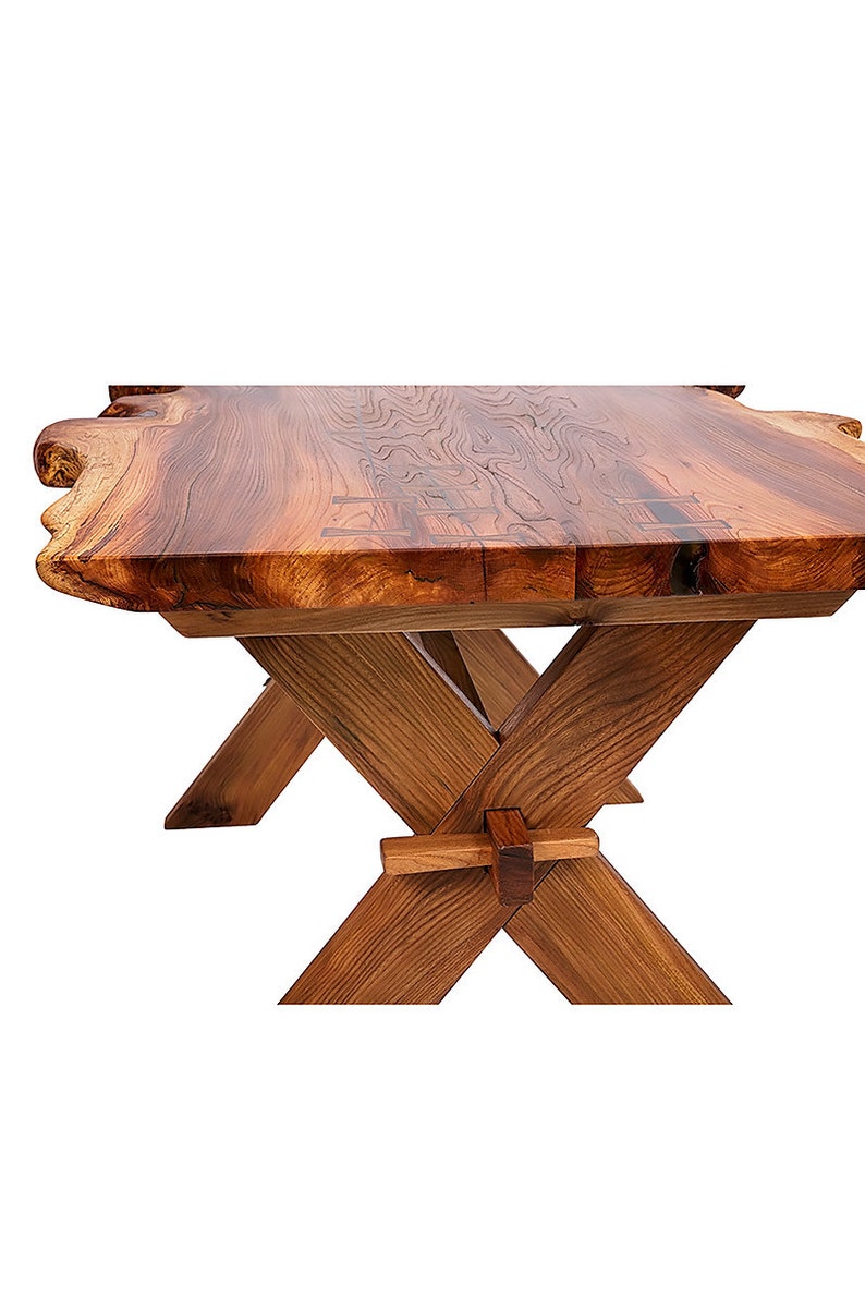 Live Edge 'tusk' Tenon X Trestle Table - Etsy UK