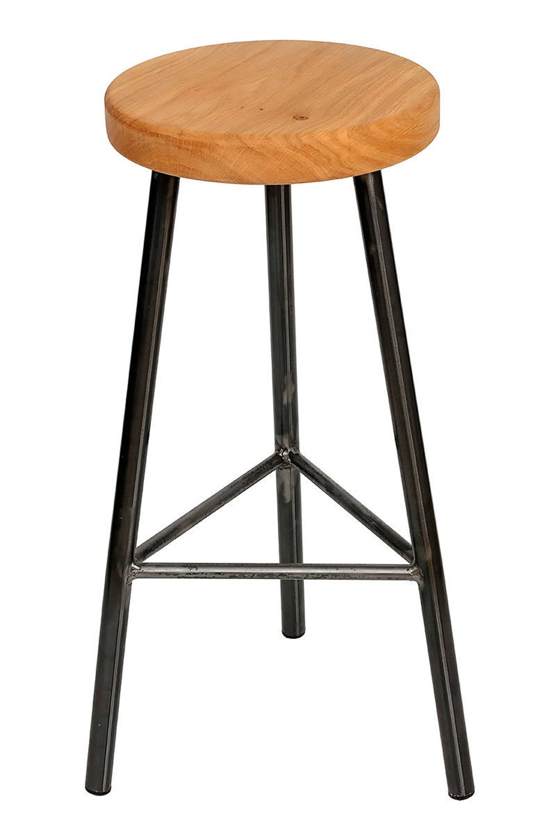 Trippie Broadoak Three Legged Bar Stool With Chunky Oak Seat - Etsy