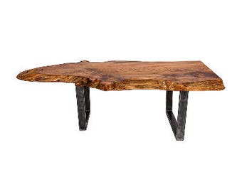 Stunning Live Edge Burl Scottish Elm Waterfall End Table, Waney Edge ...