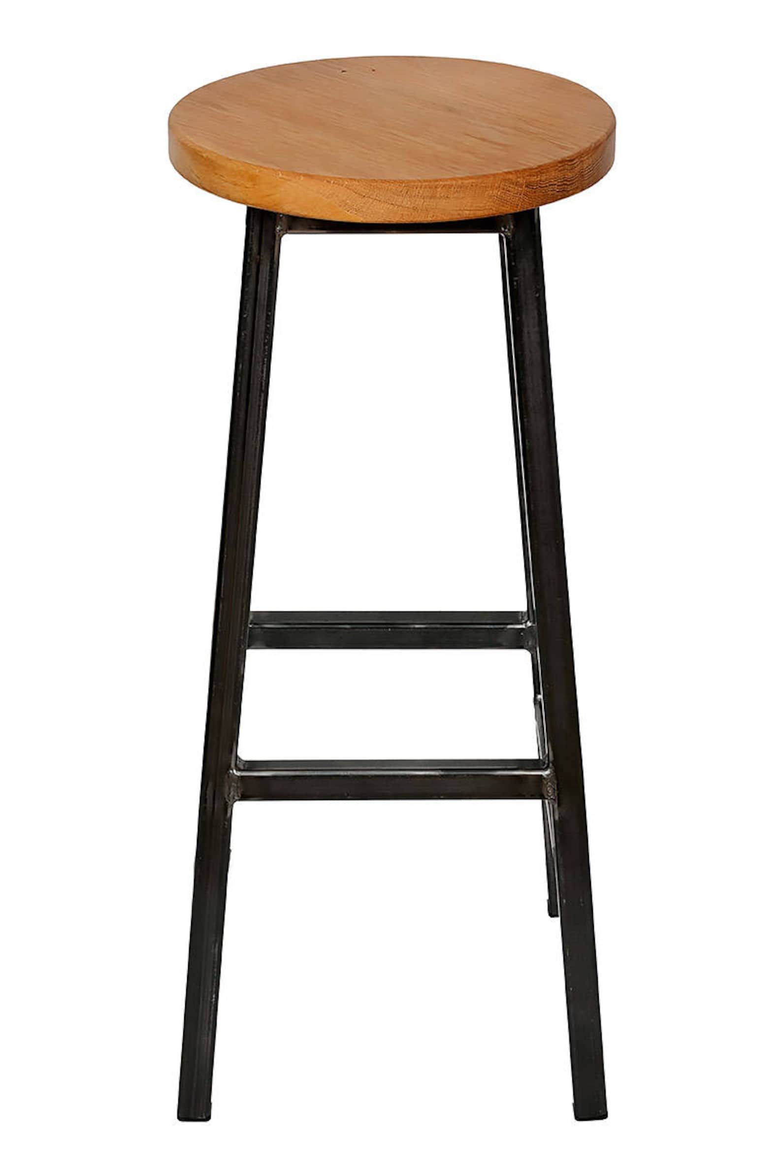 Charlie Oakman Chunky Square Frame Bar Stool With Oak Seat - Etsy