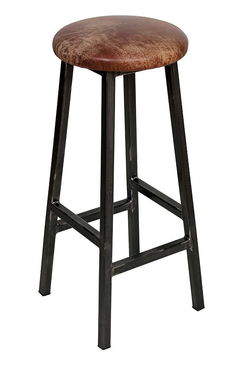Charlie Tanner Chunky Square Frame Bar Stool With Leather - Etsy