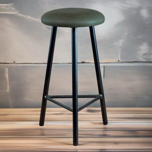 Three Legged Bar STOOL With LEATHER Seat – Kitchen TRIPPIE Tanner ...