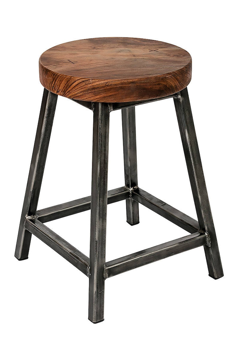 Charlotte Elmsworth Low Chunky Square Frame Bar Stool With | Etsy