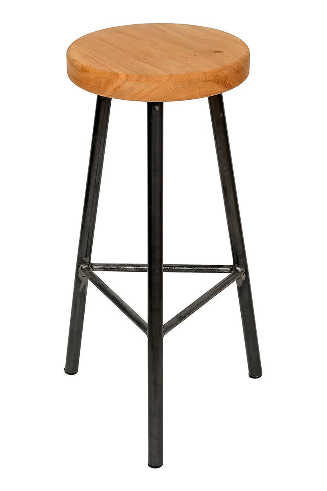 Trippie Broadoak Three Legged Bar Stool With Chunky Oak Seat - Etsy