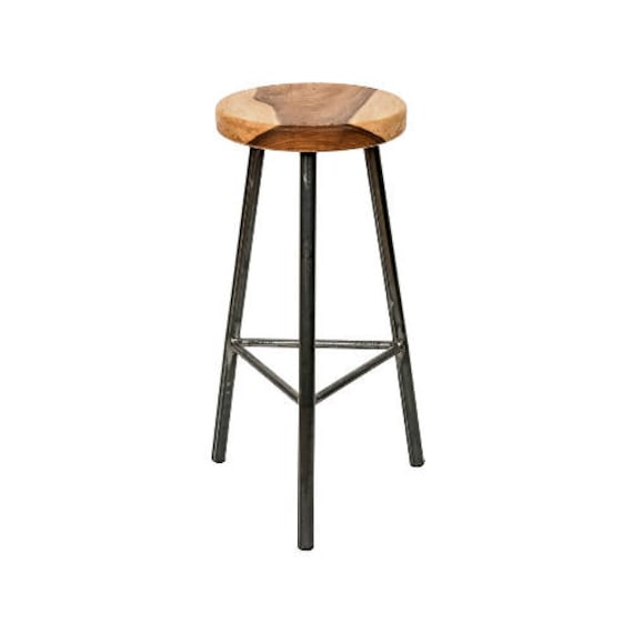 Trippie Walters Three Legged Bar Stool With Chunky Walnut - Etsy UK