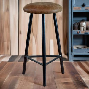 Three Legged Bar STOOL With LEATHER Seat – Kitchen TRIPPIE Tanner ...