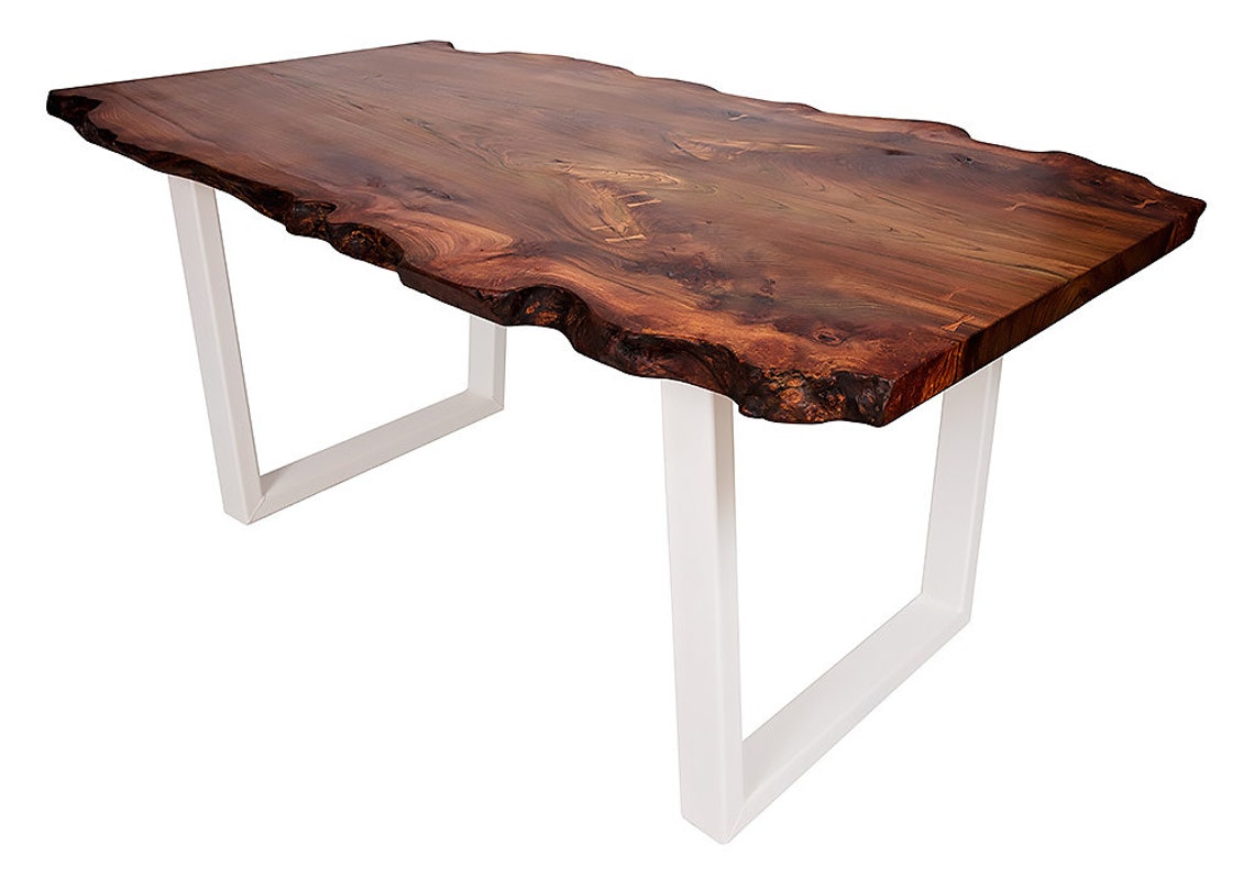 Live Edge Elm Dining Table on Powder Coated Legs | Etsy
