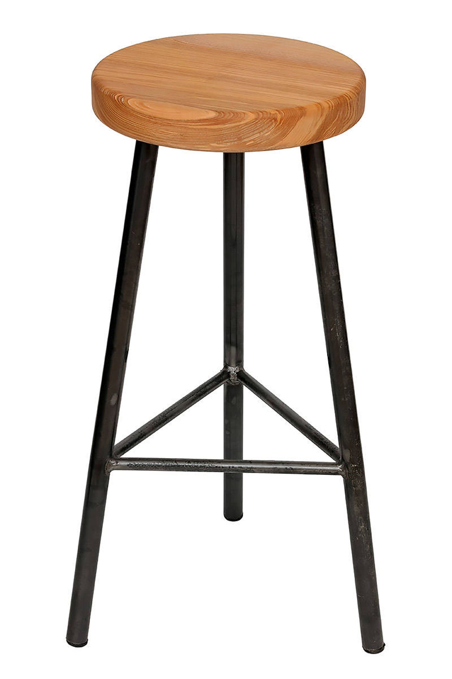 Trippie Ashton Three Legged Bar Stool With Chunky Ash Seat | Etsy