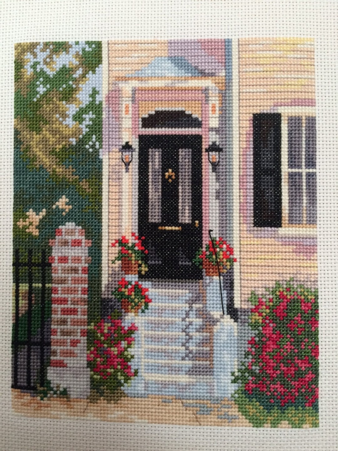 Handmade Unframed Cross Stitch "the Front Door" - Etsy
