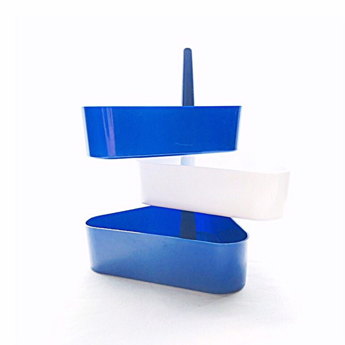 Desktop Storage Tower: Vintage 1990s Blue & White Plastic 3 Modular ...