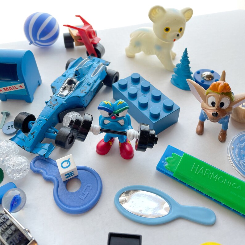 Vintage Junk Drawer Toy LOT: 4 Pounds of Old BLUE Playthings | Etsy