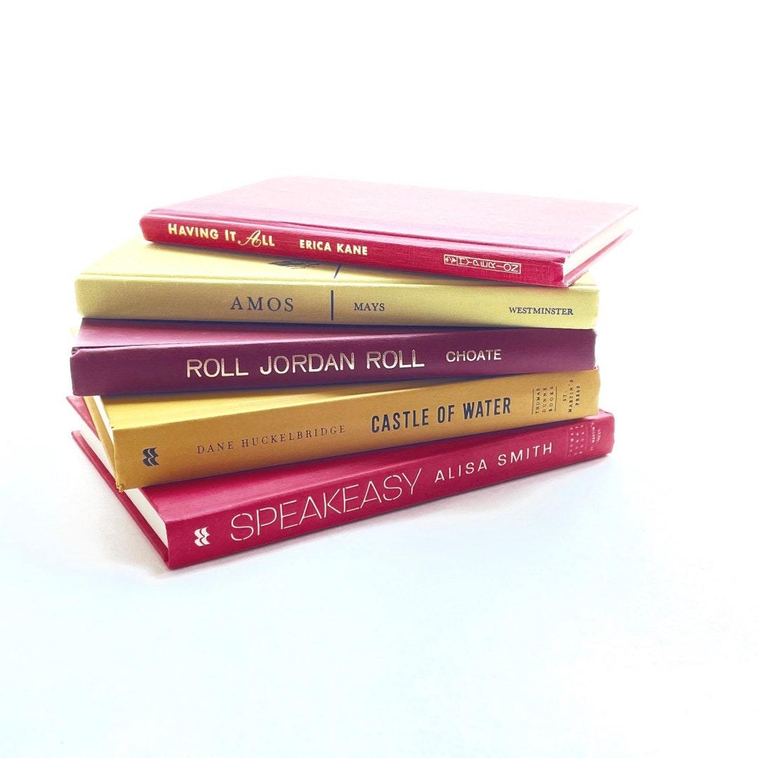RED & YELLOW Book Set for Decor or Repurpose: 5 Pieces, Mix of Vintage ...