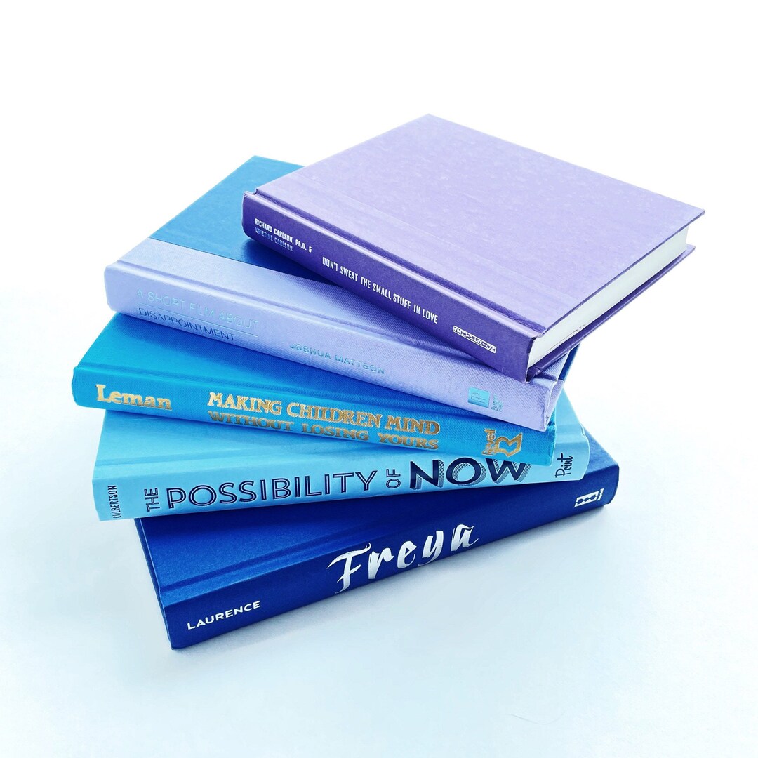 PURPLE & BLUE Book Set: 5 Pieces, Vintage + Modern Mix, Wedding/home ...