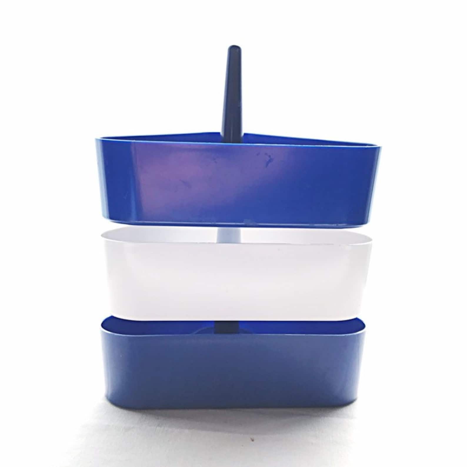 Desktop Storage Tower: Vintage 1990s Blue & White Plastic 3 Modular ...