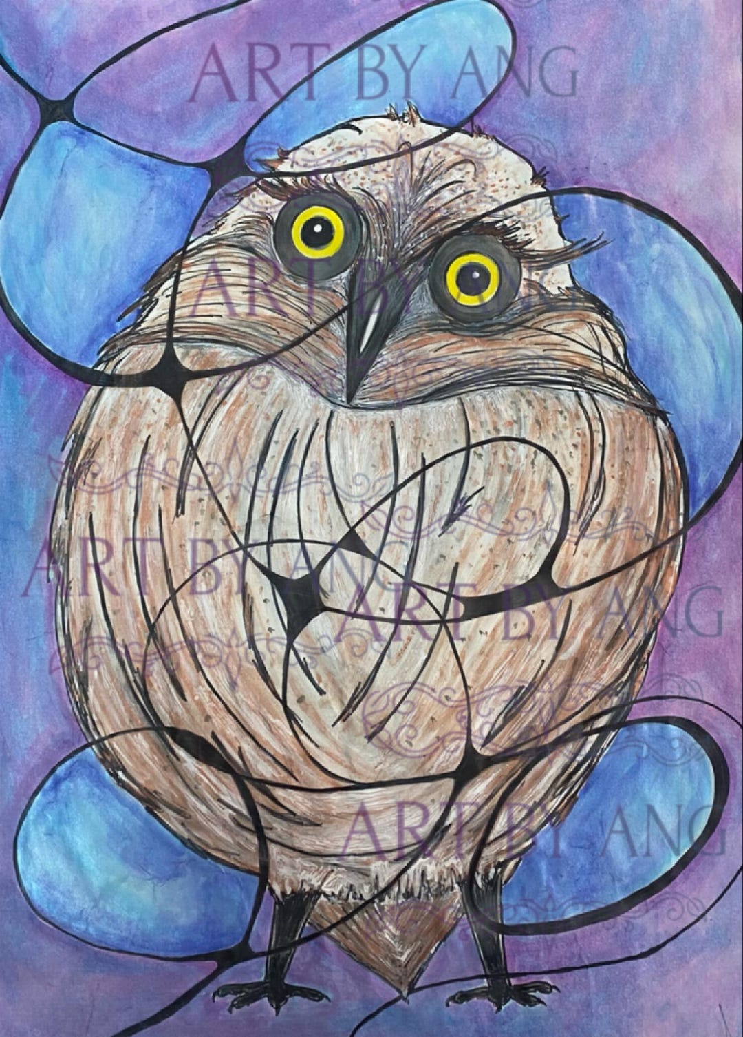 Entangled Owl Art Print – Mystical Forest Creature Illustration ...
