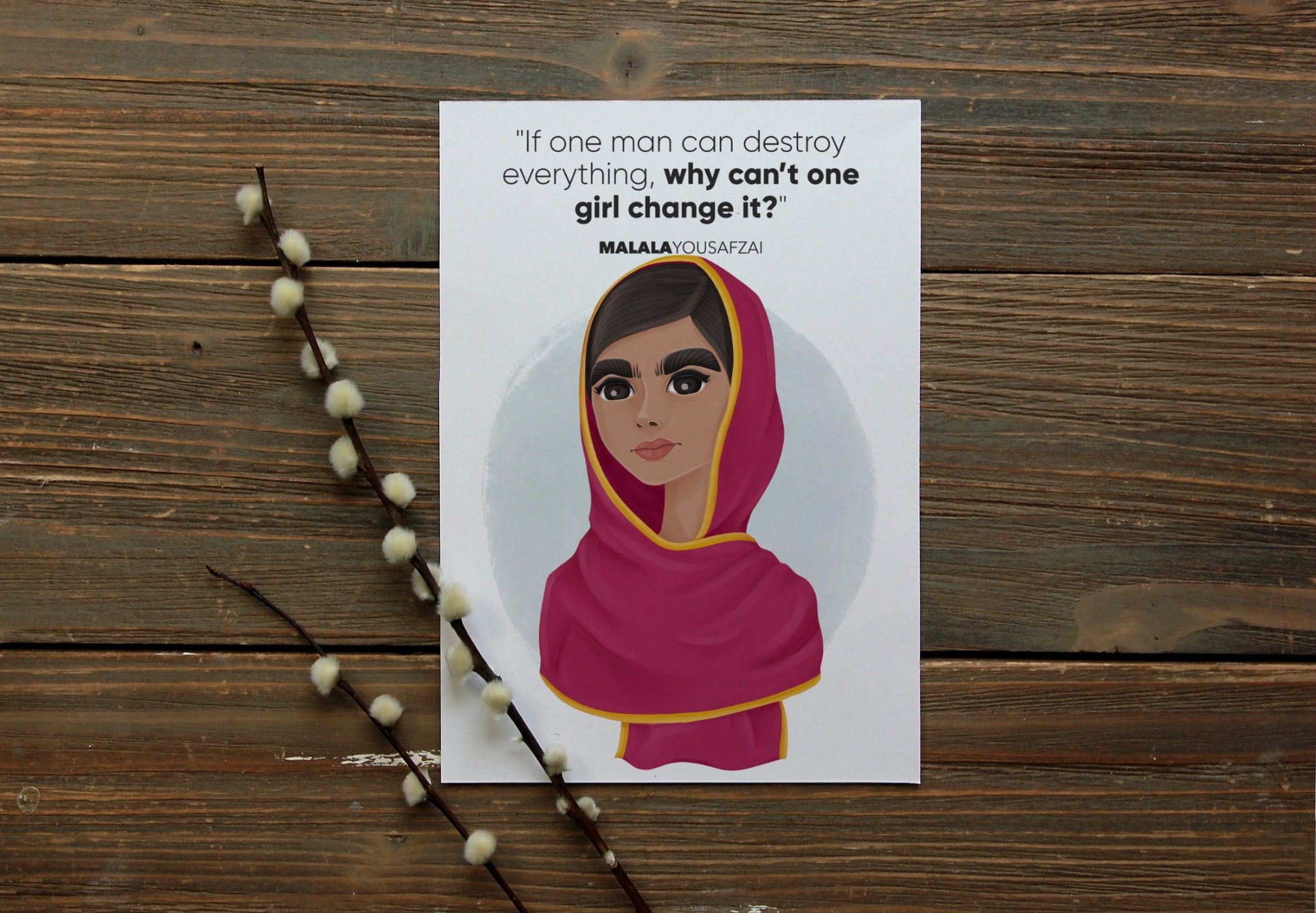 Malala Yousafzai Art Quotes Poster Illustration, Female Leaders Print ...