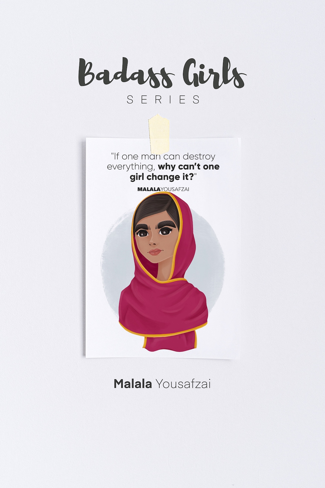 Malala Yousafzai Art Quotes Poster Illustration, Female Leaders Print ...