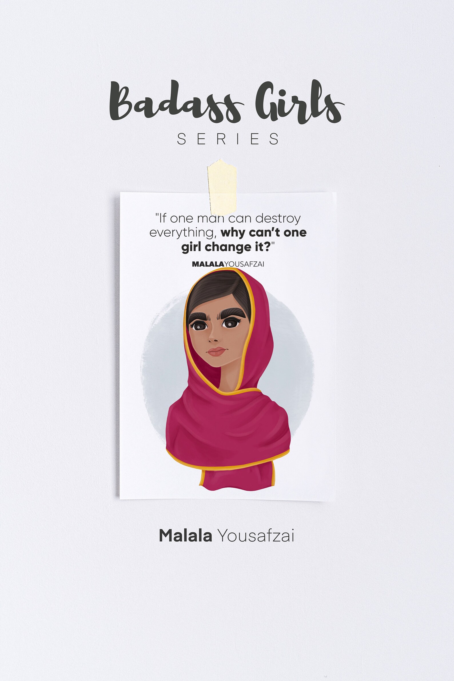 Malala Yousafzai Art Quotes Poster Illustration, Female Leaders Print ...