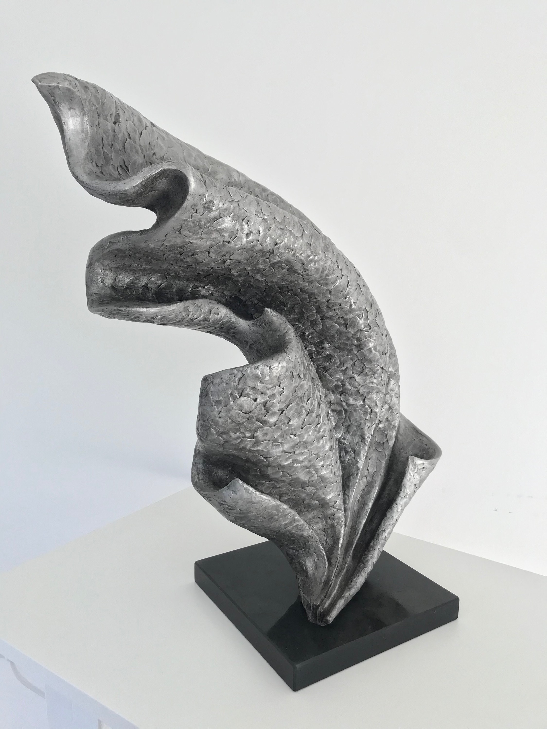 Wave Sculpture with slate base, metal sculpture, aluminium, Limited Edition