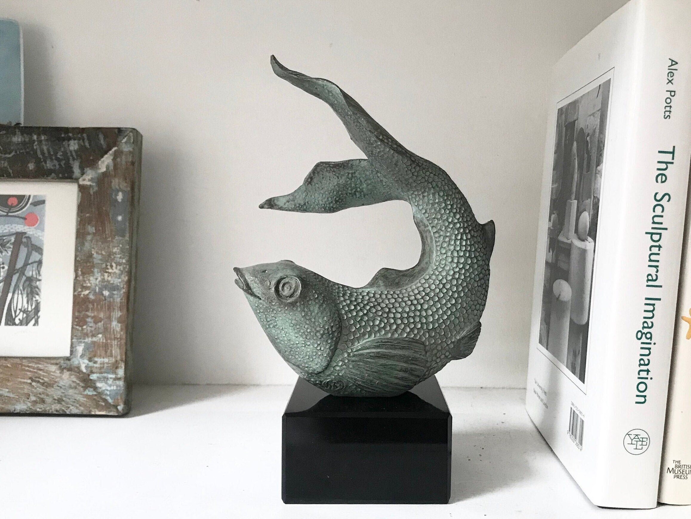 Fish Sculpture, Koi Sculpture, Limited Edition, bronze, black marble ...