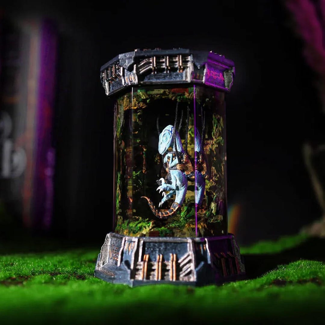Sci-fi Resin Lamp, Velociraptor in Stasis Tank (glowing LED, USB ...