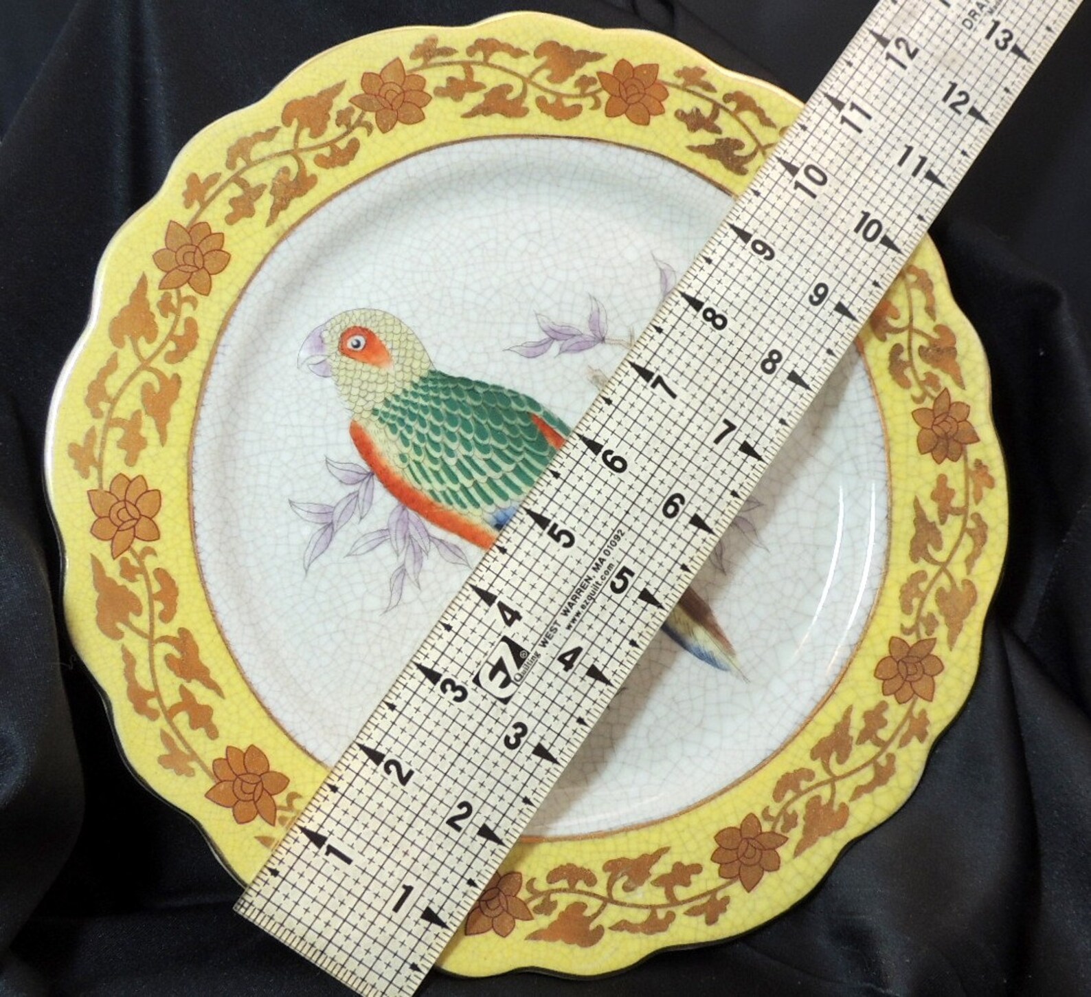 Parrot Decorative Plate Platter Hanging Parrot Head Crackle Glaze Green ...