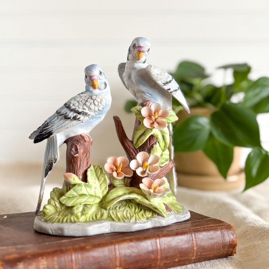 Porcelain Blue Parakeets Figurine // Royal Carlton Collectible Art ...