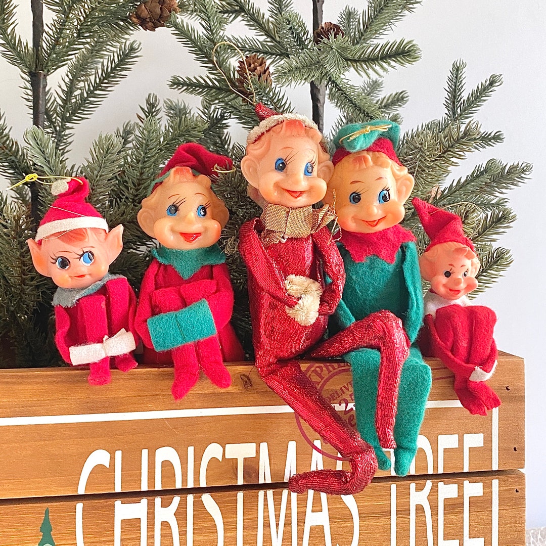 Knee-hugger Elves // Midcentury Christmas Decor // Elf on the Shelf ...