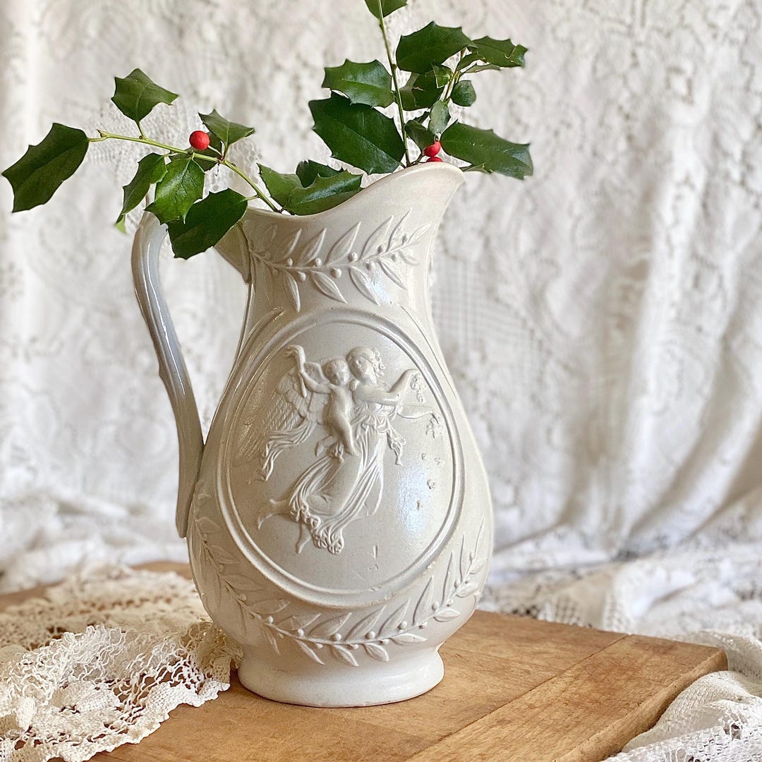 Victorian James Dudson "day & Night" Moulded Relief Pitcher // Antique ...