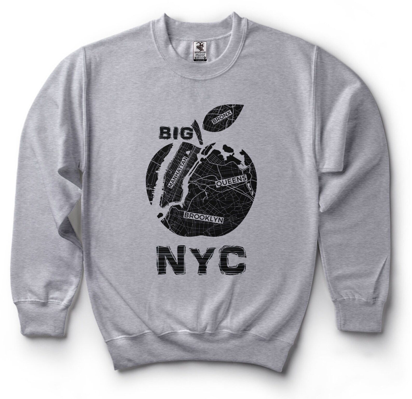 New York City Sweatshirt NYC Big Apple Map Cool Fleece Sweater - Etsy