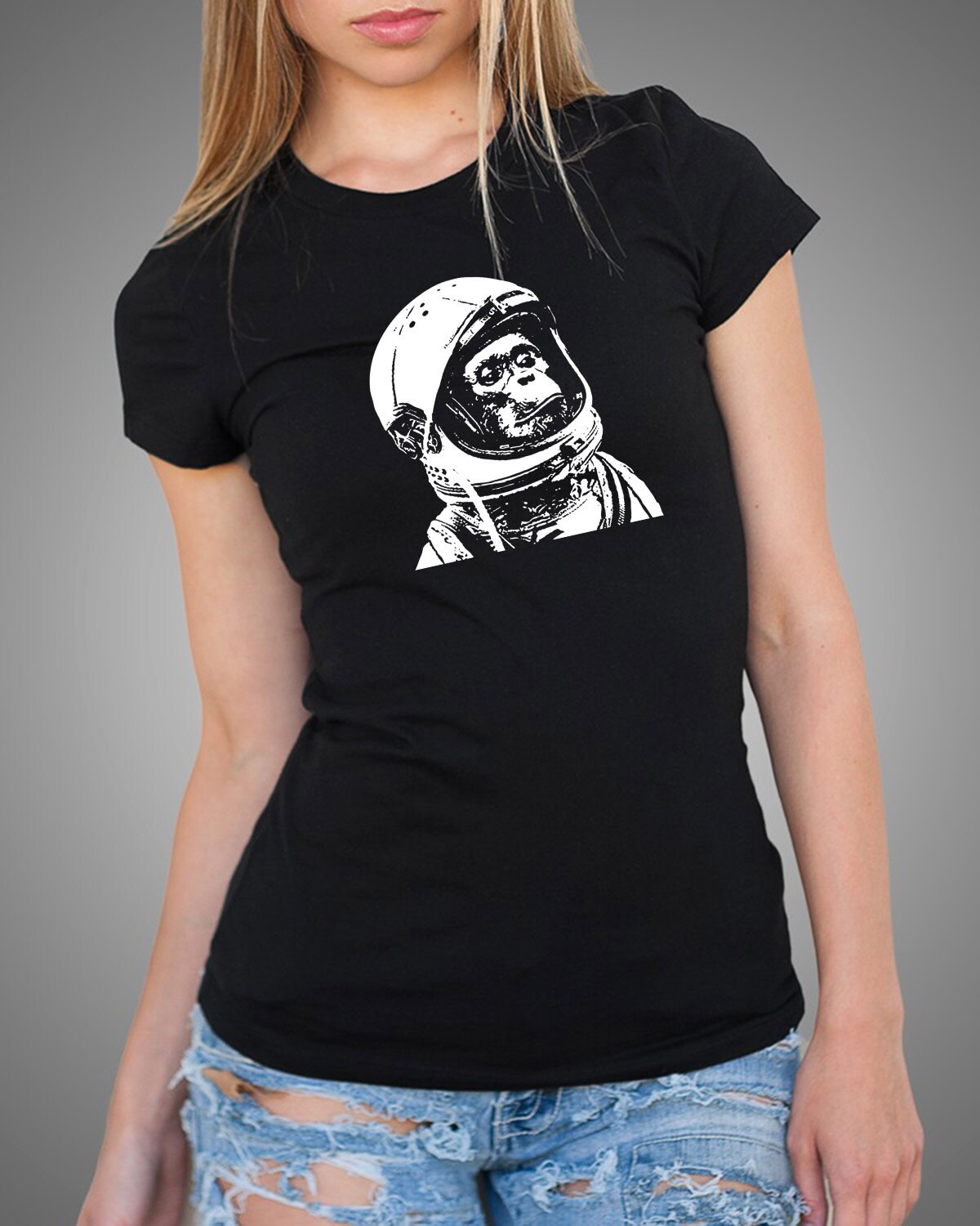 Astronaut Chimp T-shirt Woman Top Space Tee Shirt - Etsy