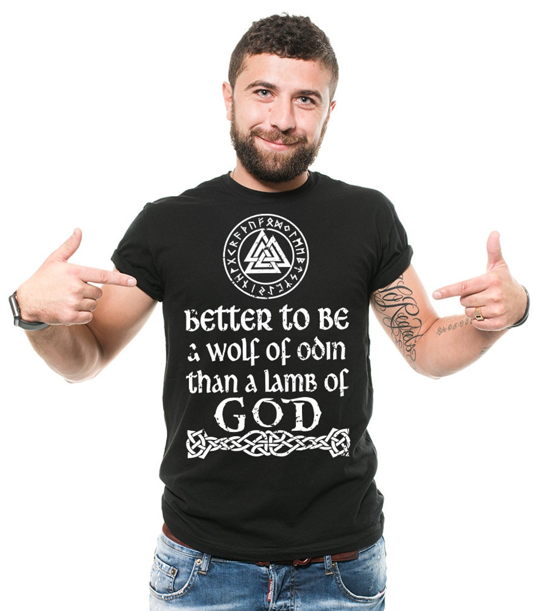 Wolf of Odin T-shirt Viking Northmen Valknut Valhalla Warrior Tee Shirt ...