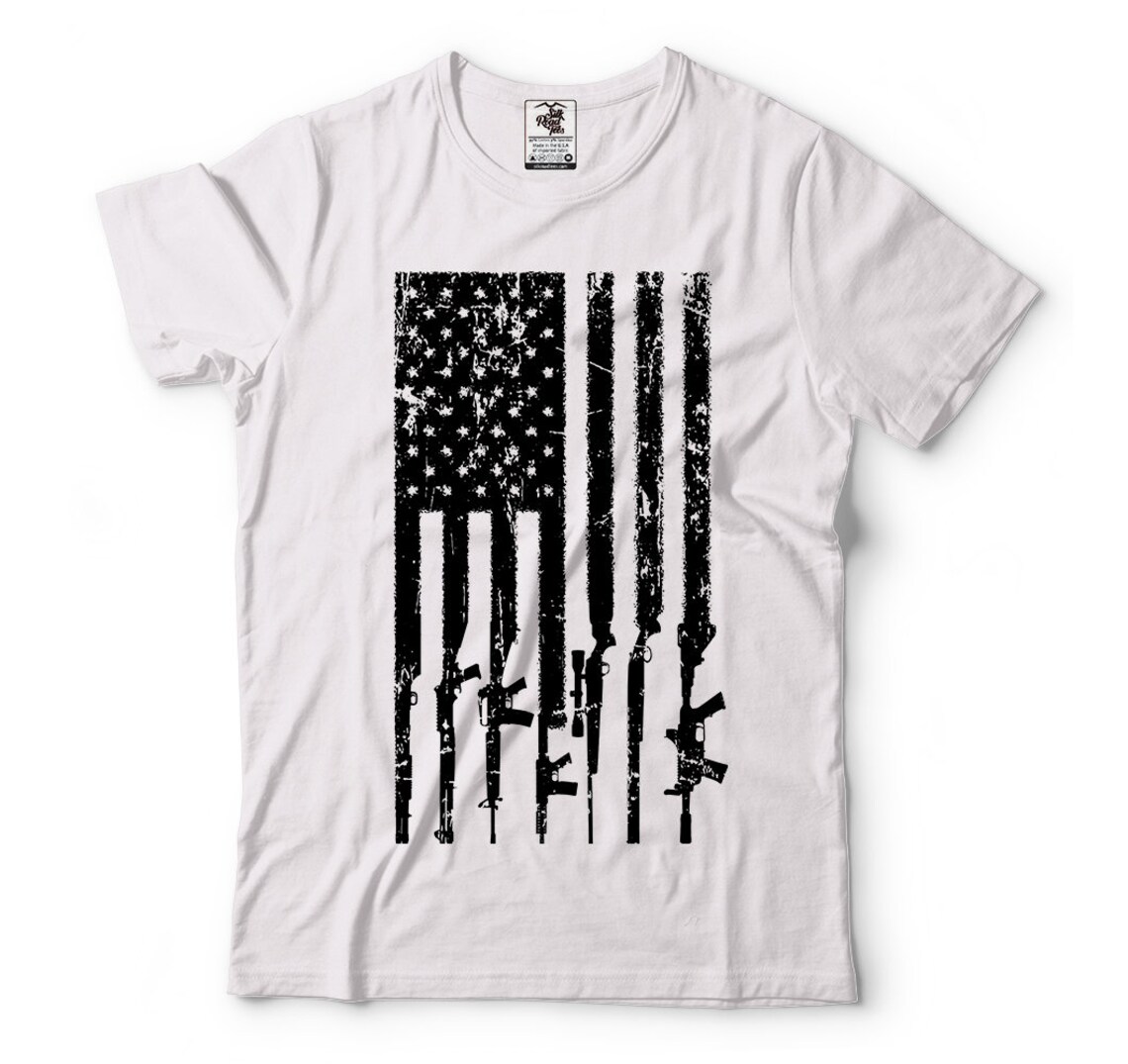 American Guns Flag T-shirt Gun Owner Patriotic US Flag T-shirt - Etsy