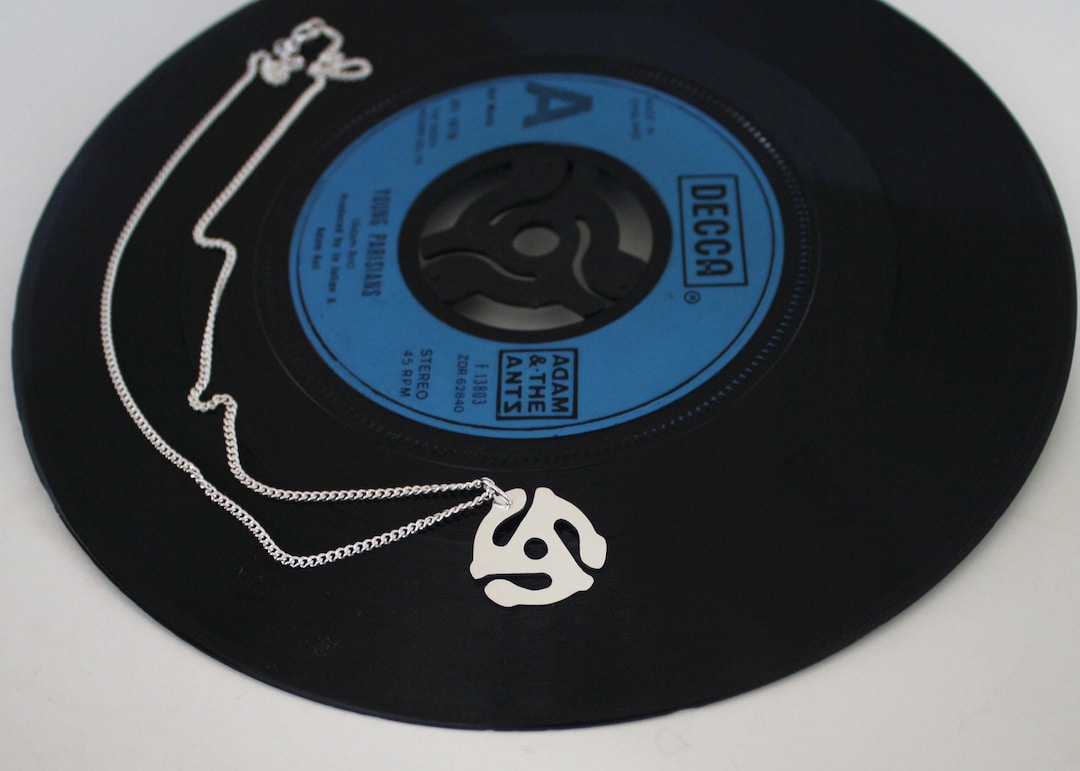 SMALL 0.75 Inch 45 Rpm Adaptor Necklace Sterling Silver, 70's Music ...