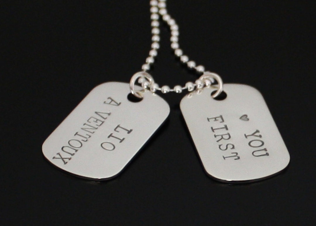 Sterling Silver Dog Tags, BLOCK FONT Personalized Tag Necklace, Mens ...