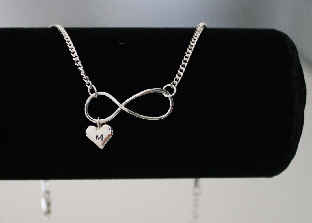 Infinity Ankle Chain With Heart. Initial Anklet in Sterling Silver ...