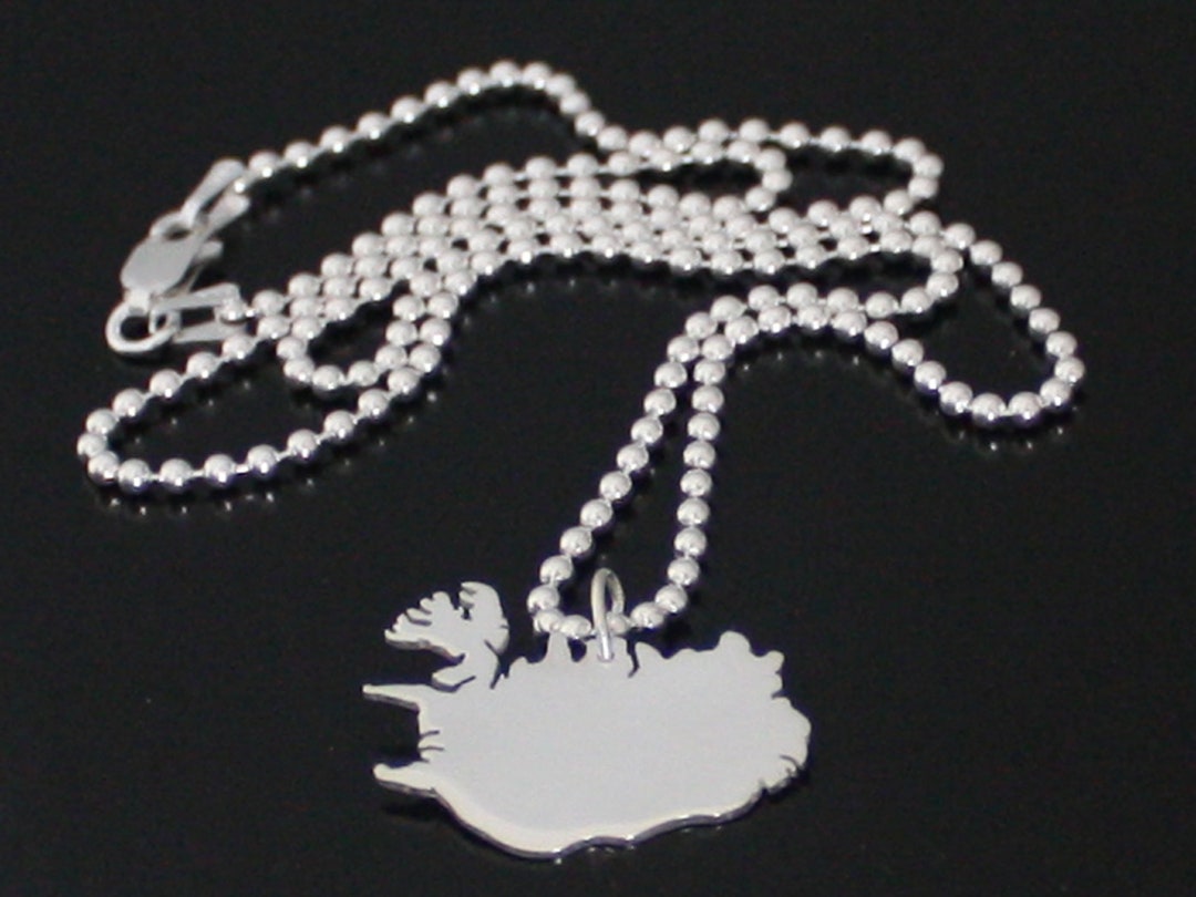 Iceland Necklace Solid Silver 925 Country Continent Province State ...