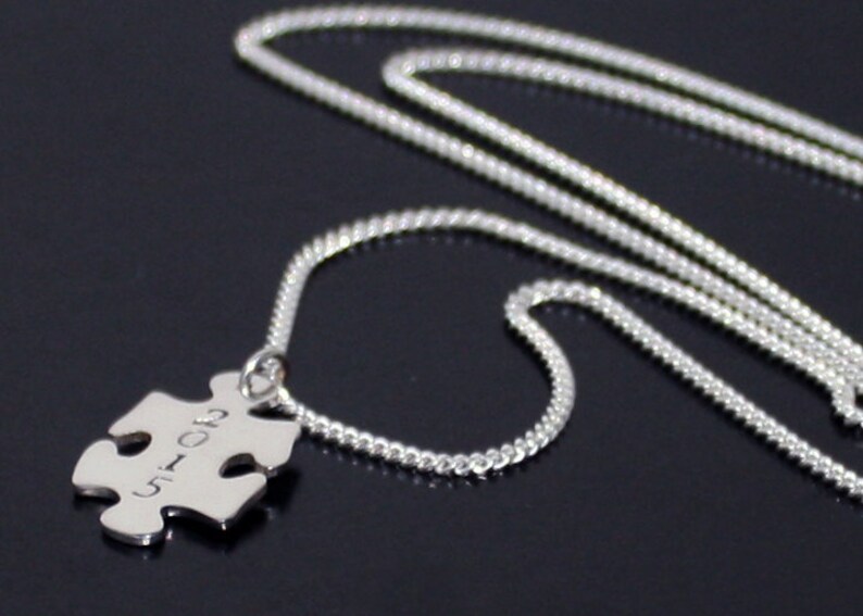 Sterling Silver Puzzle Necklace, TWO SIDED Personalized Puzzle Pendant ...