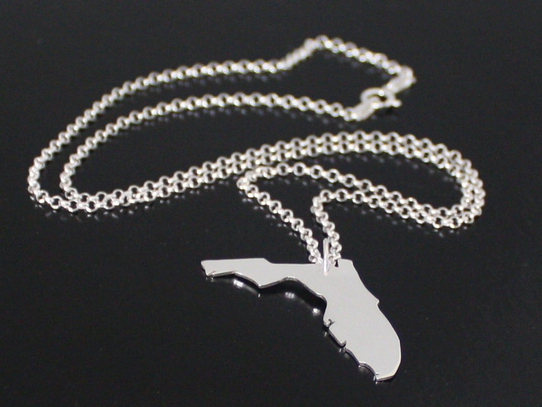 Florida Necklace Solid Silver 925, State Country Continent Province ...