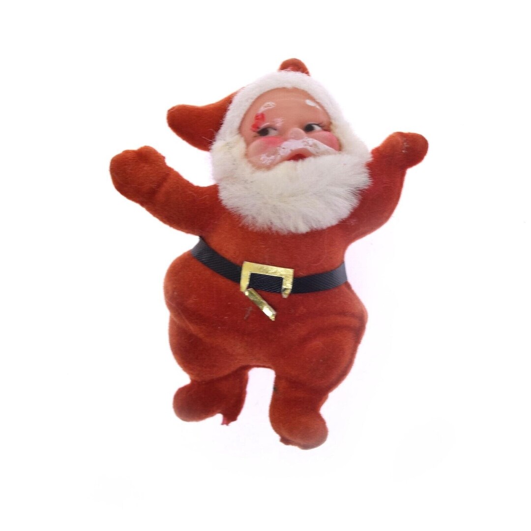 Vintage Dancing Flocked Santa Claus Ornament 3.25" - Etsy