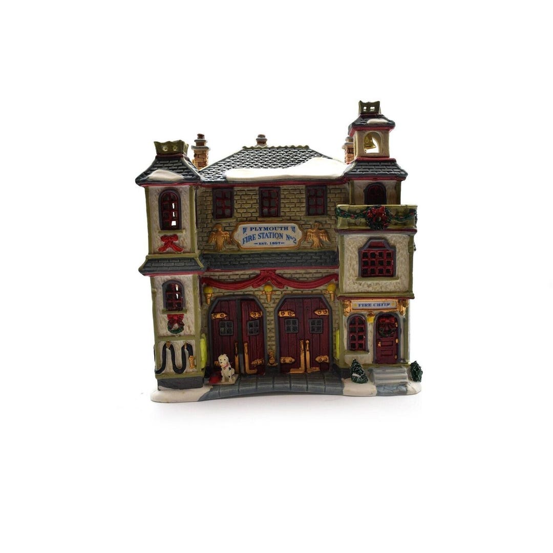 Lemax Plymouth Corners Plymouth Fire Station #2 2002 Lighted Building ...