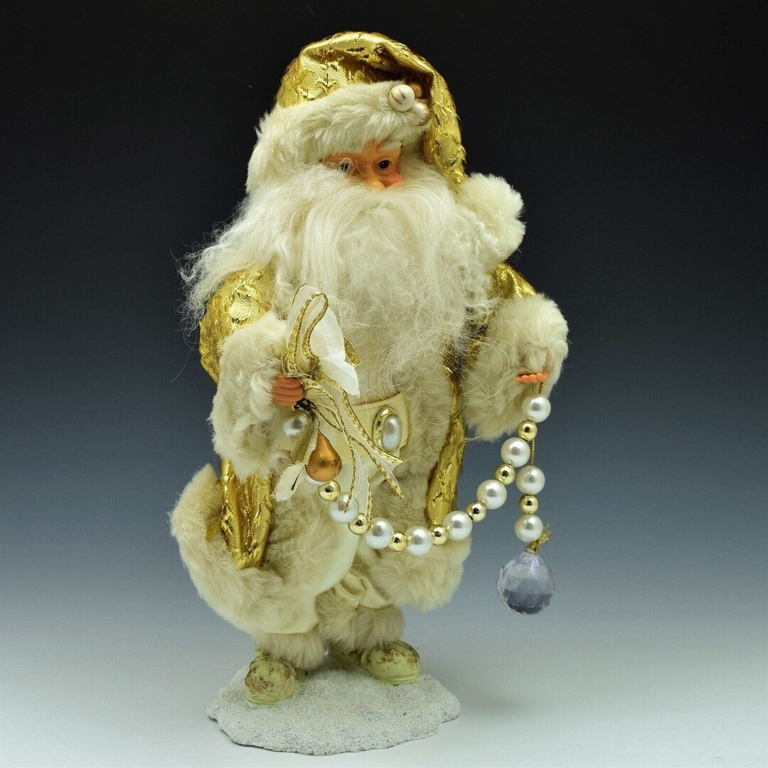Ornate 13" Santa Claus Figurine Ivory Cream Gold Pearl 12" Home Decor ...