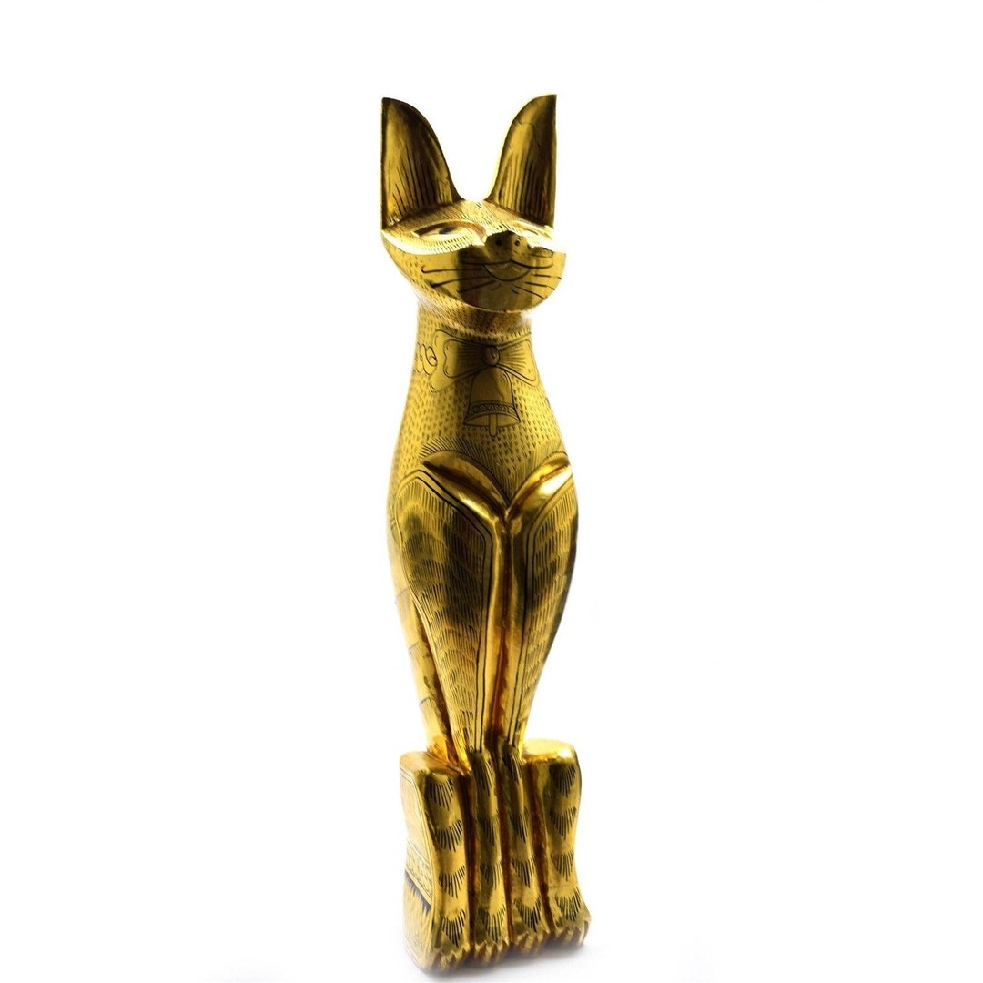 Egyptian Gold Leaf Cat Statue 20" Made in Thailand - Etsy