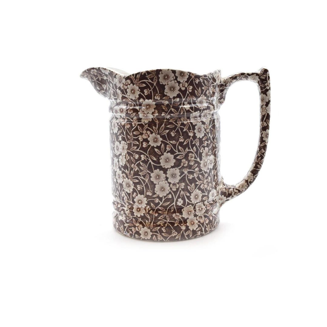 Calico Brown by Staffordshire Calico Pitcher 6.5 Round W/ Scalloped ...